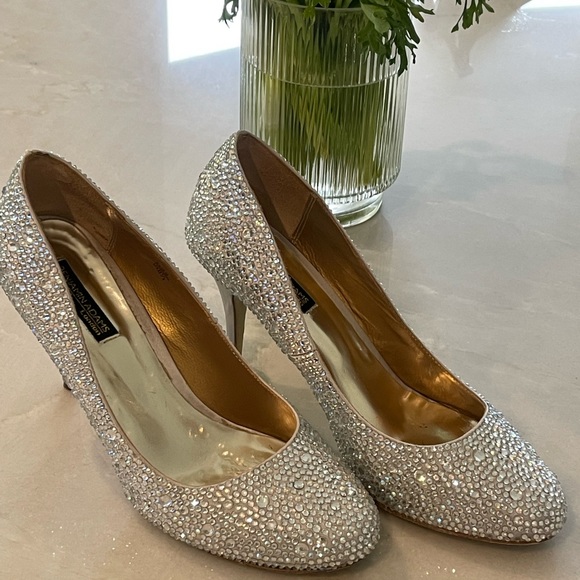 Benjamin Adams | Shoes | Silver And Crystal Round Toe Heels Bridal ...